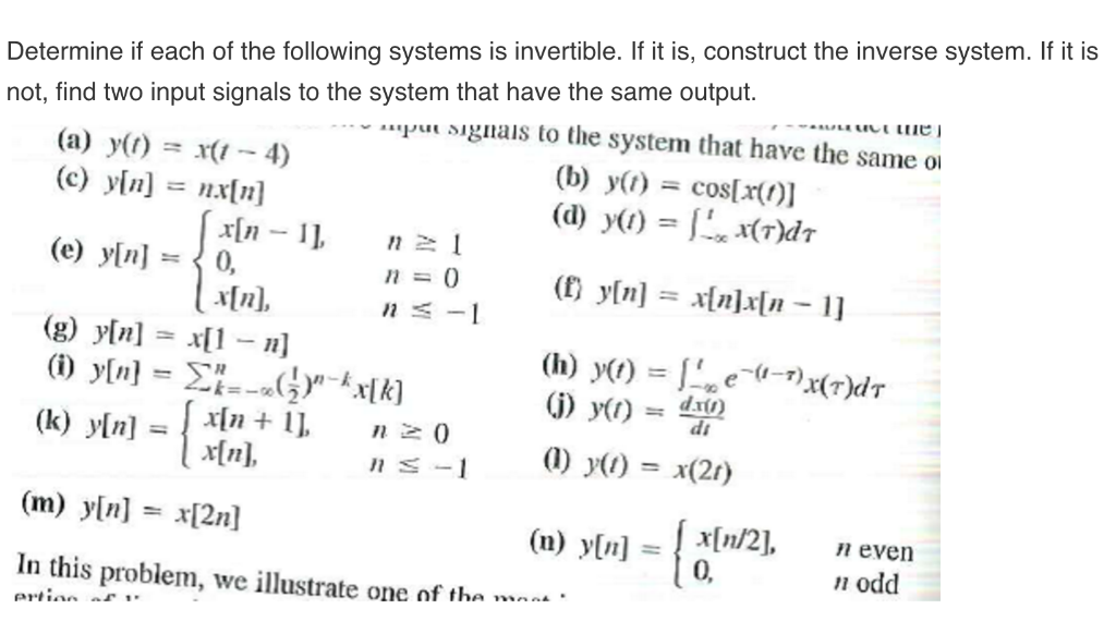 Solved Determine if each of the following systems is | Chegg.com