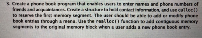 Solved 3. Create a phone book program that enables users to | Chegg.com