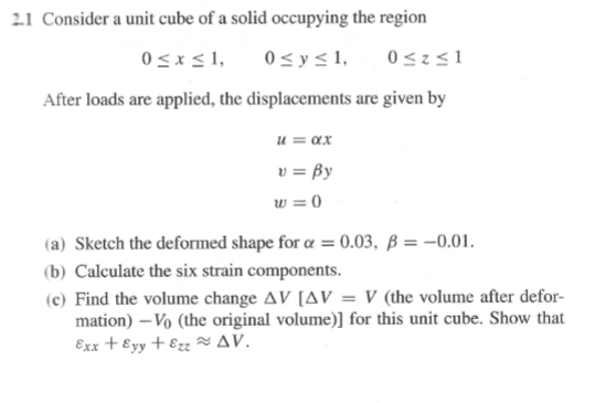 Solved 2.1 Consider a unit cube of a solid occupying the | Chegg.com