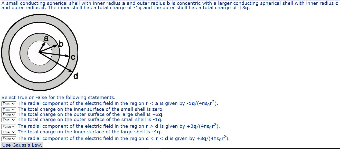 Solved A small conducting spherical shell with inner radius | Chegg.com