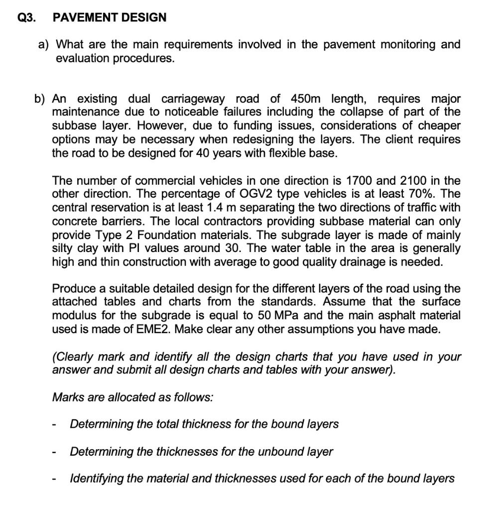 Solved Q3. PAVEMENT DESIGN a) What are the main requirements | Chegg.com