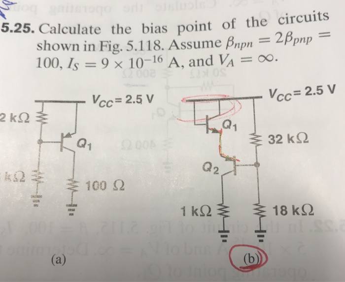 Solved 5.25. Calcu late the bias point of the circuits shown | Chegg.com