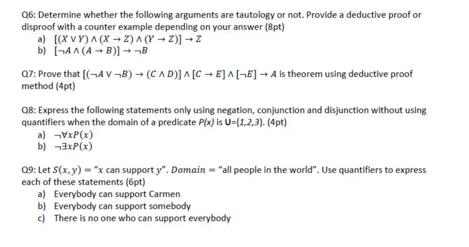 Q6: Determine whether the following arguments are | Chegg.com