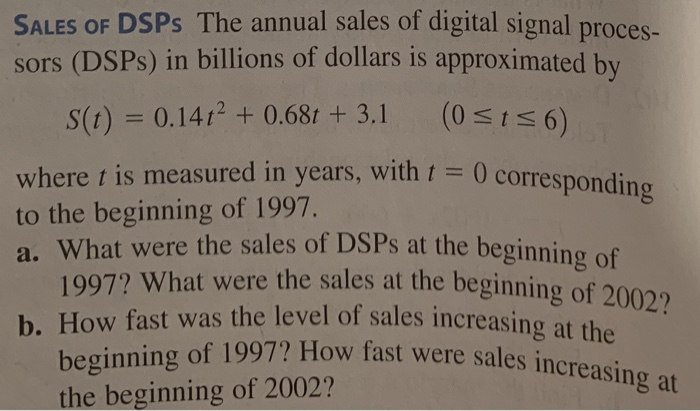 Solved SALES OF DSPs The annual sales of digital signal | Chegg.com