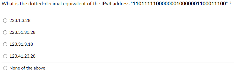 Solved What is the dotted-decimal equivalent of the IPv4 | Chegg.com