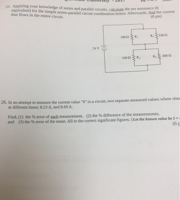 Solved Applying your knowledge of series and parallel | Chegg.com