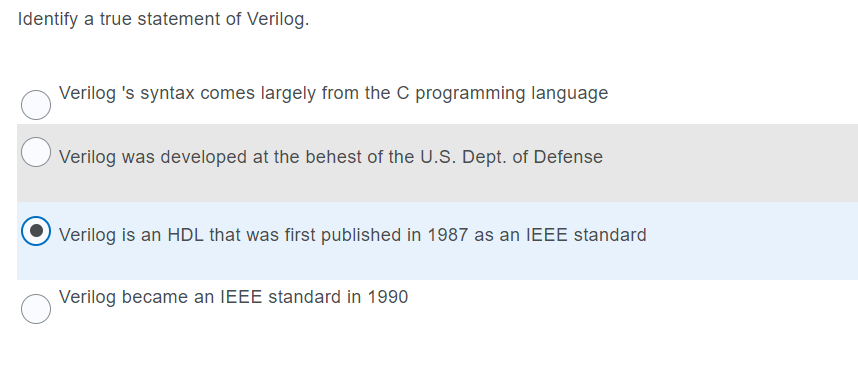 Solved Identify A True Statement Of Verilog Verilog S