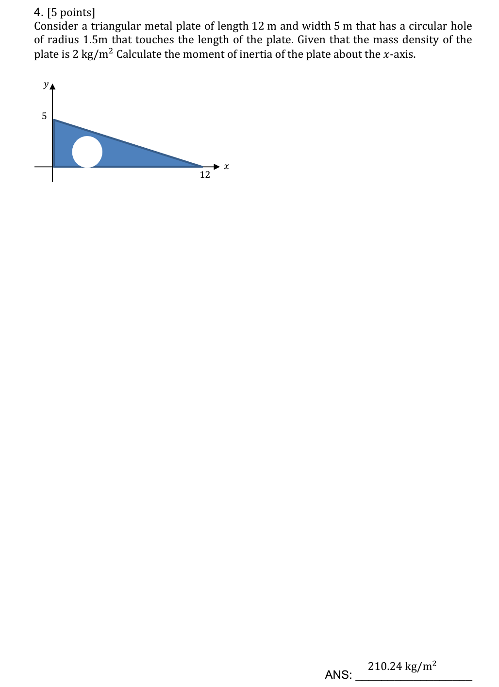 Solved 4. [5 ﻿points]Consider a triangular metal plate of | Chegg.com