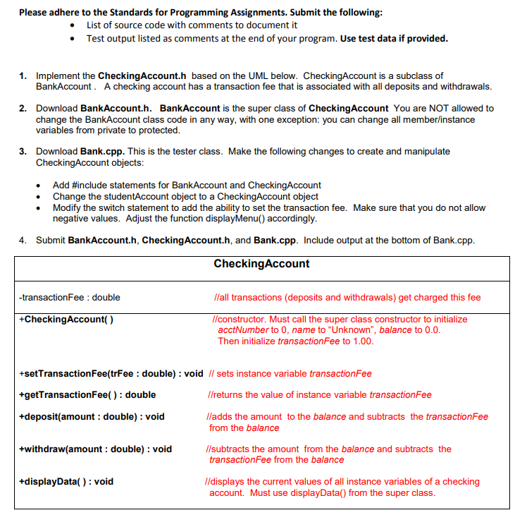 Solved Please adhere to the Standards for Programming | Chegg.com