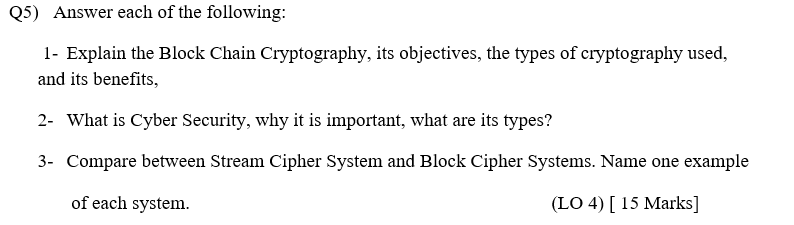 Solved 1- Explain the Block Chain Cryptography, its | Chegg.com