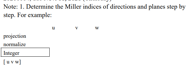 Solved Note: 1. Determine the Miller indices of directions | Chegg.com