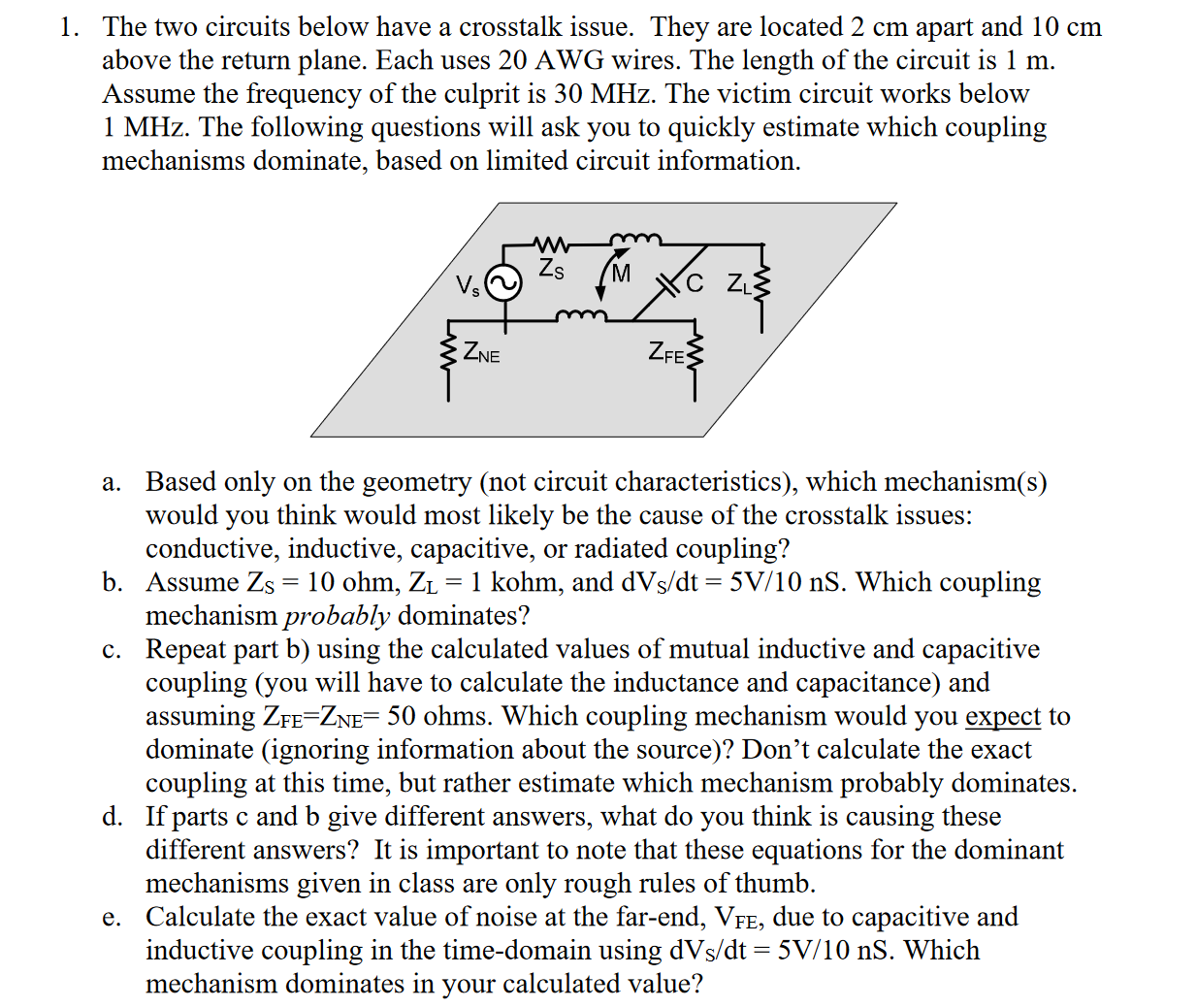 Solved 1. The two circuits below have a crosstalk issue. | Chegg.com