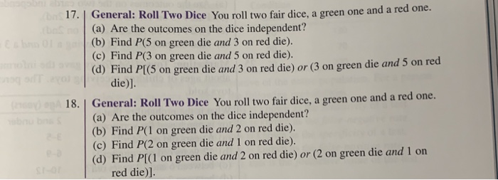 Solved bn17. General: Roll Two Dice You roll two fair dice, | Chegg.com