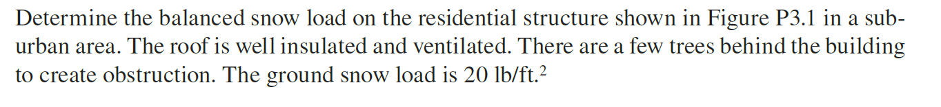 Solved Determine the balanced snow load on the residential | Chegg.com