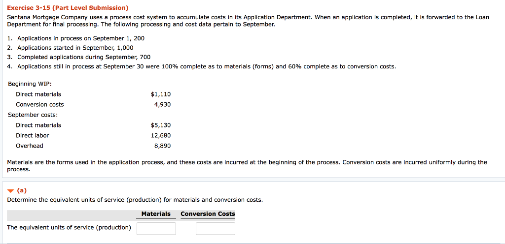 Solved Exercise 3-15 (Part Level Submission) Santana | Chegg.com