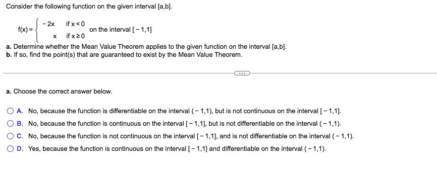 Solved Consider the following function on the given interval | Chegg.com