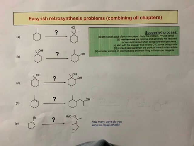 Solved Easy-ish retrosynthesis problems (combining all | Chegg.com