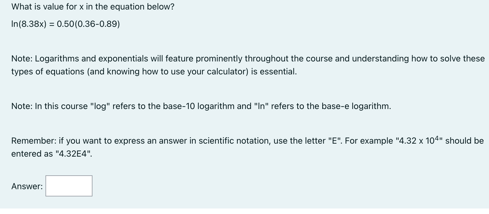 Solved What is value for x in the equation below? | Chegg.com