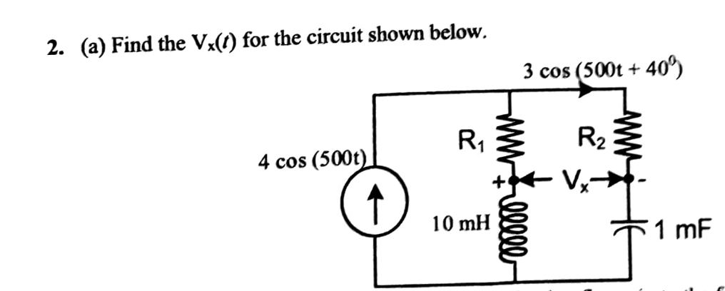 Solved 2. (a) Find the Vx(t) for the circuit shown below. | Chegg.com