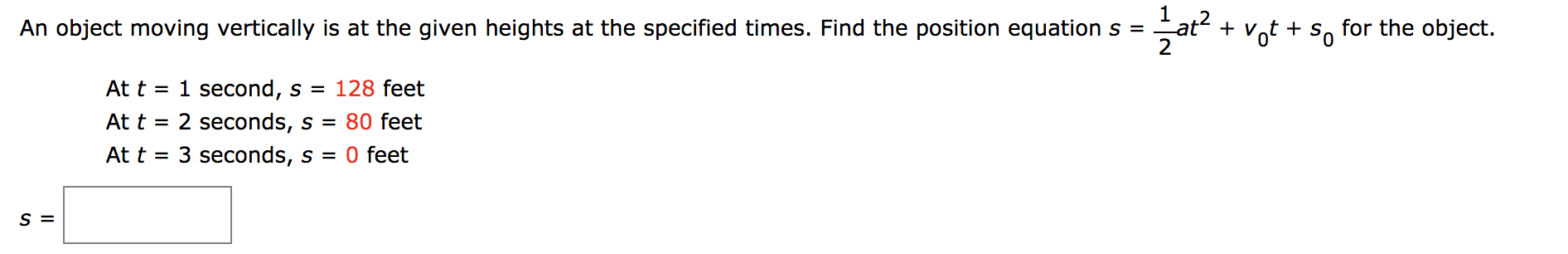 Solved An object moving vertically is at the given heights | Chegg.com