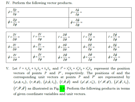 Solved IV. Perform the following vector products. op px 06 | Chegg.com