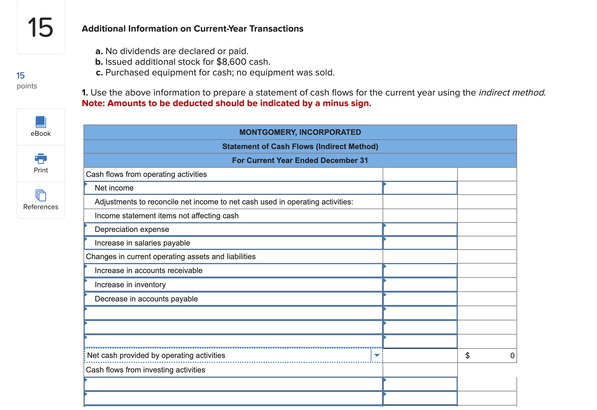 Solved Exercise 12-13 (Algo) Indirect: Preparing statement | Chegg.com