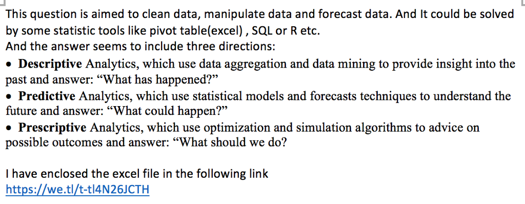 This question is aimed to clean data, manipulate data | Chegg.com