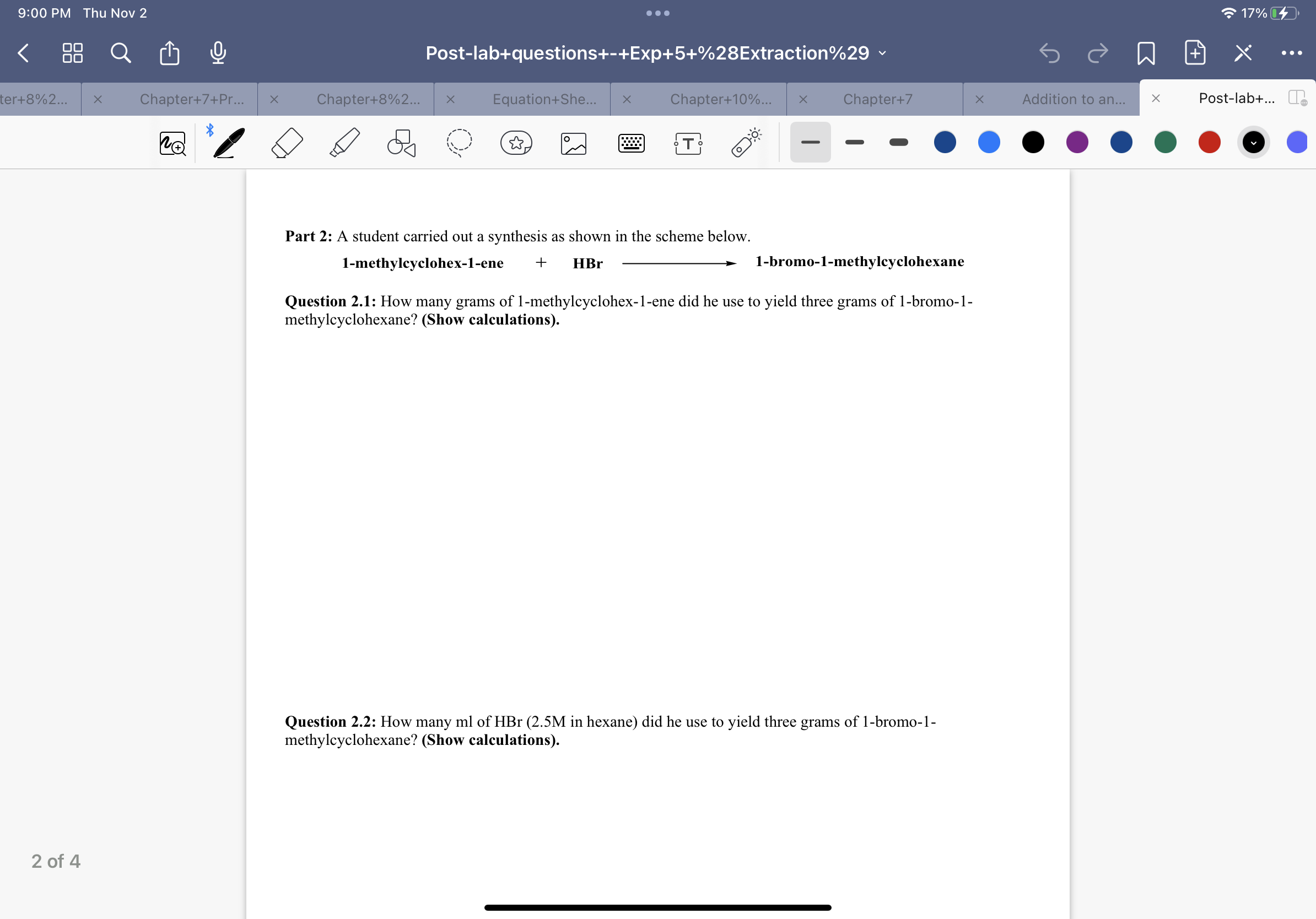 Part 2: A student carried out a synthesis as shown in | Chegg.com