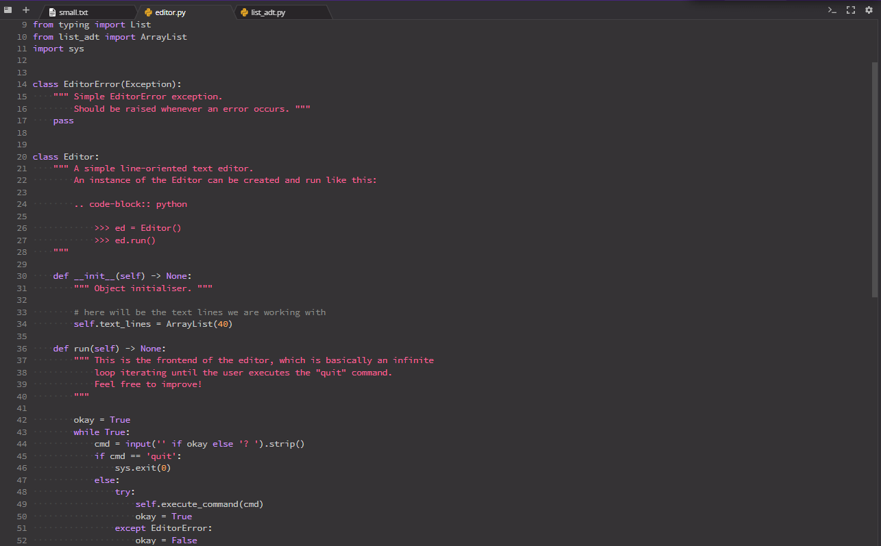 Solved Description Task A In editor.py • Define the method | Chegg.com