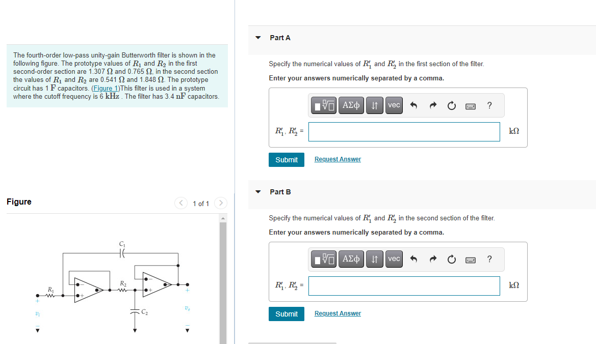 Solved The fourth-order low-pass unity-gain Butterworth | Chegg.com