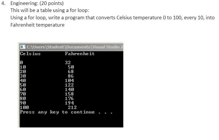 Solved 4. Engineering: (20 points) This will be a table | Chegg.com