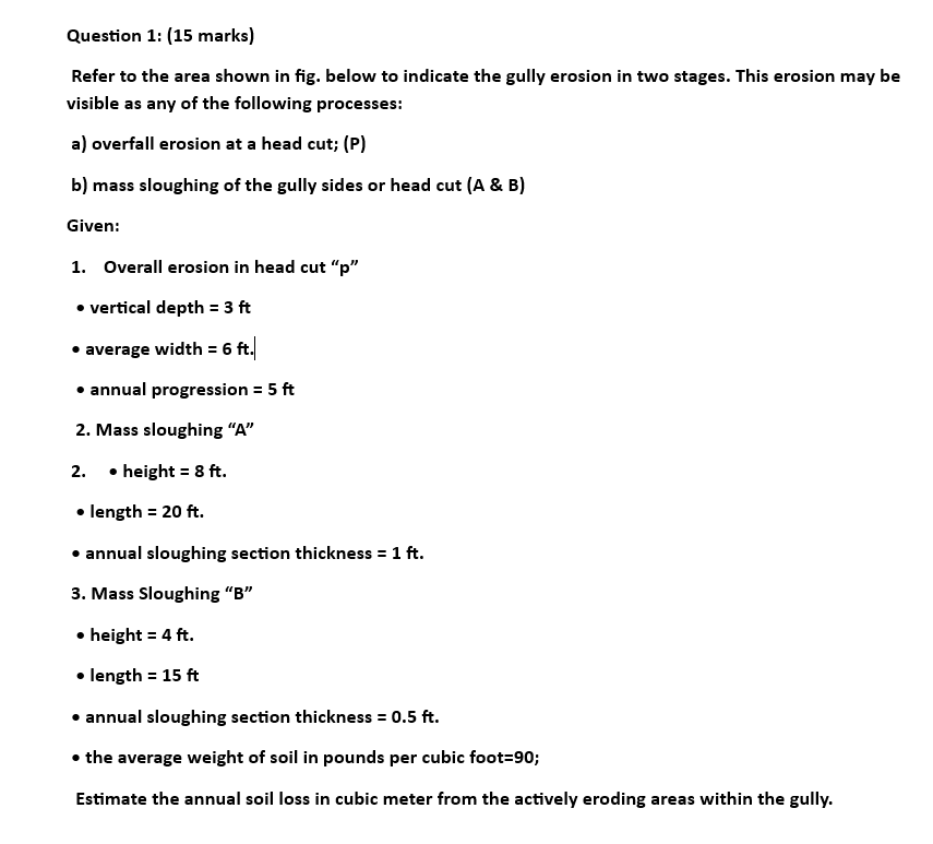 Solved Question 1: (15 ﻿marks)Refer to the area shown in | Chegg.com