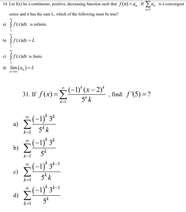 Solved nal 14. Let f(x) be a continuous, positive, | Chegg.com