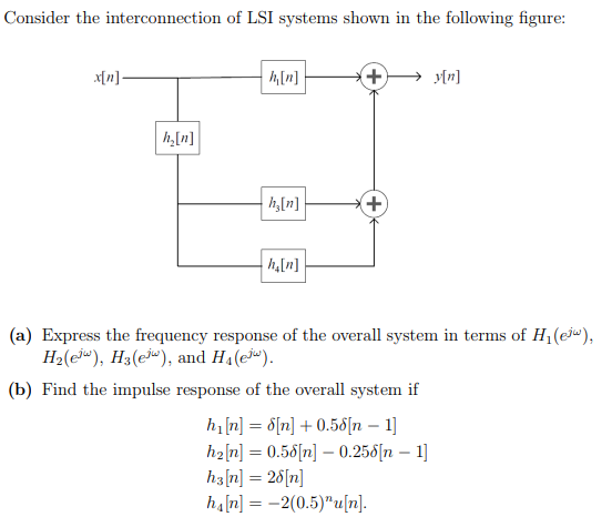 Solved 1. Consider the interconnection of LSI systems shown | Chegg.com