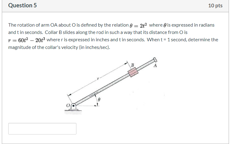 Solved Question 5 10 pts The rotation of arm OA about O is | Chegg.com