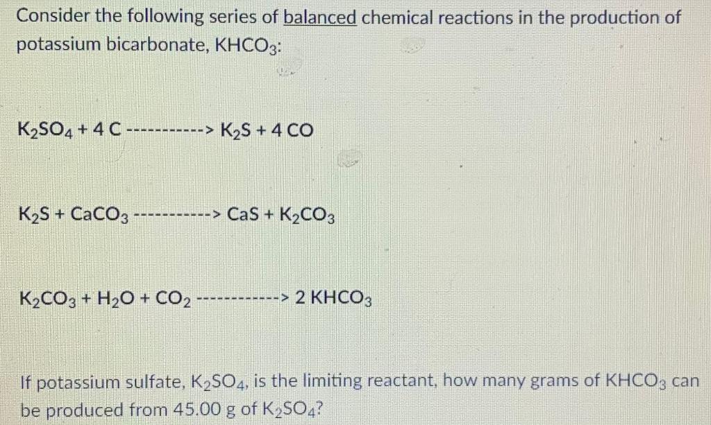 Solved Consider the following series of balanced chemical | Chegg.com