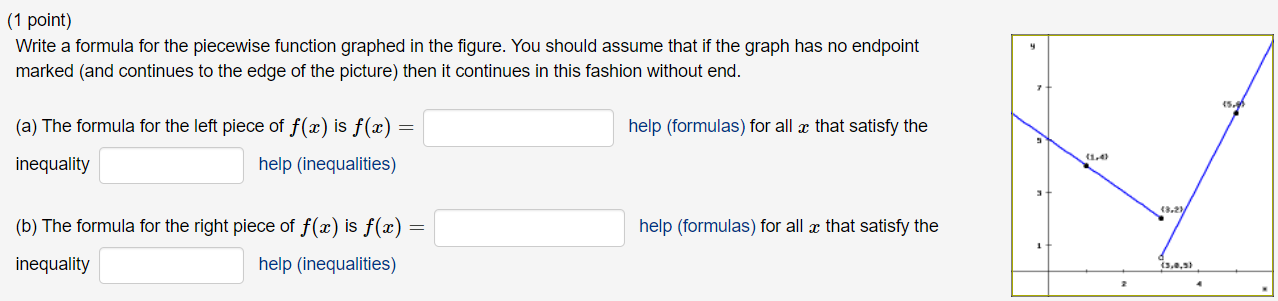 Solved (1 point) Write a formula for the piecewise function | Chegg.com
