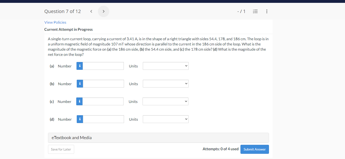 Solved A single-turn current loop, carrying a current of | Chegg.com
