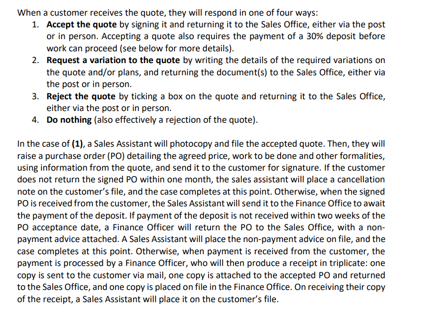 Solved When a customer receives the quote, they will respond | Chegg.com