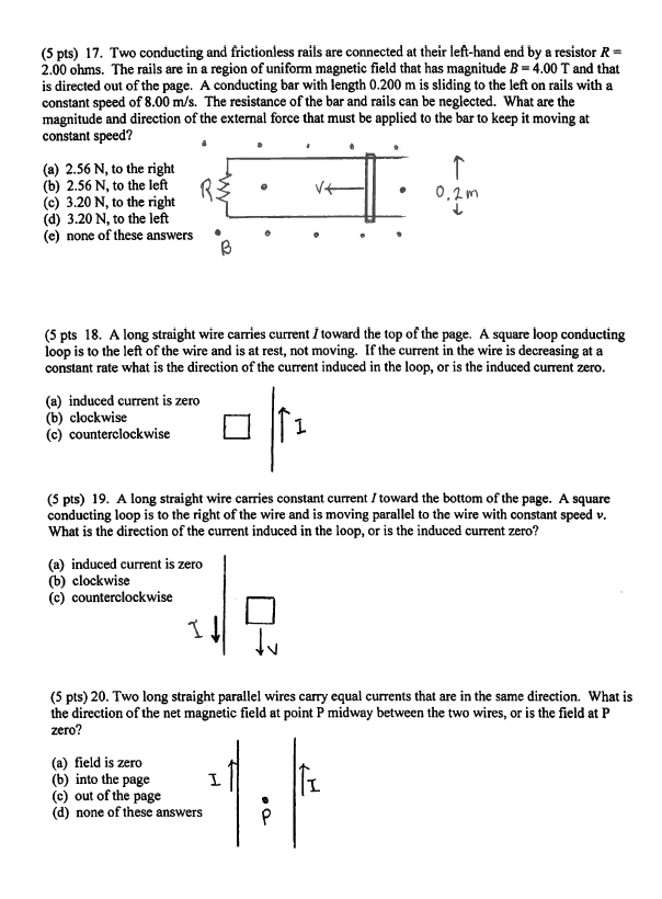 Solved (5 pts) 17. Two conducting and frictionless rails are | Chegg.com