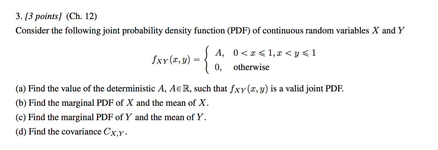 Solved 3. [3 points] (Ch. 12) Consider the following joint | Chegg.com