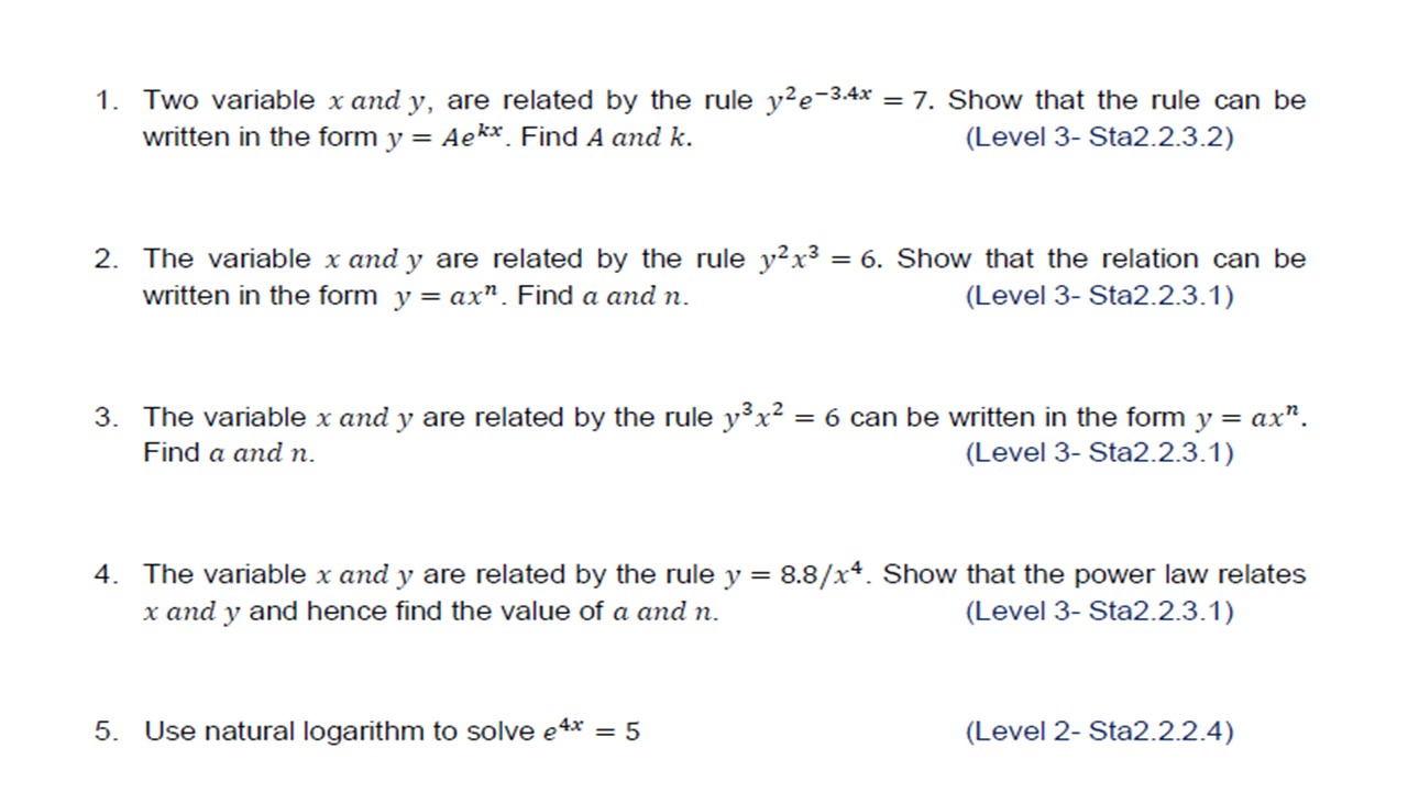Solved 1. Two variable x and y, are related by the rule | Chegg.com