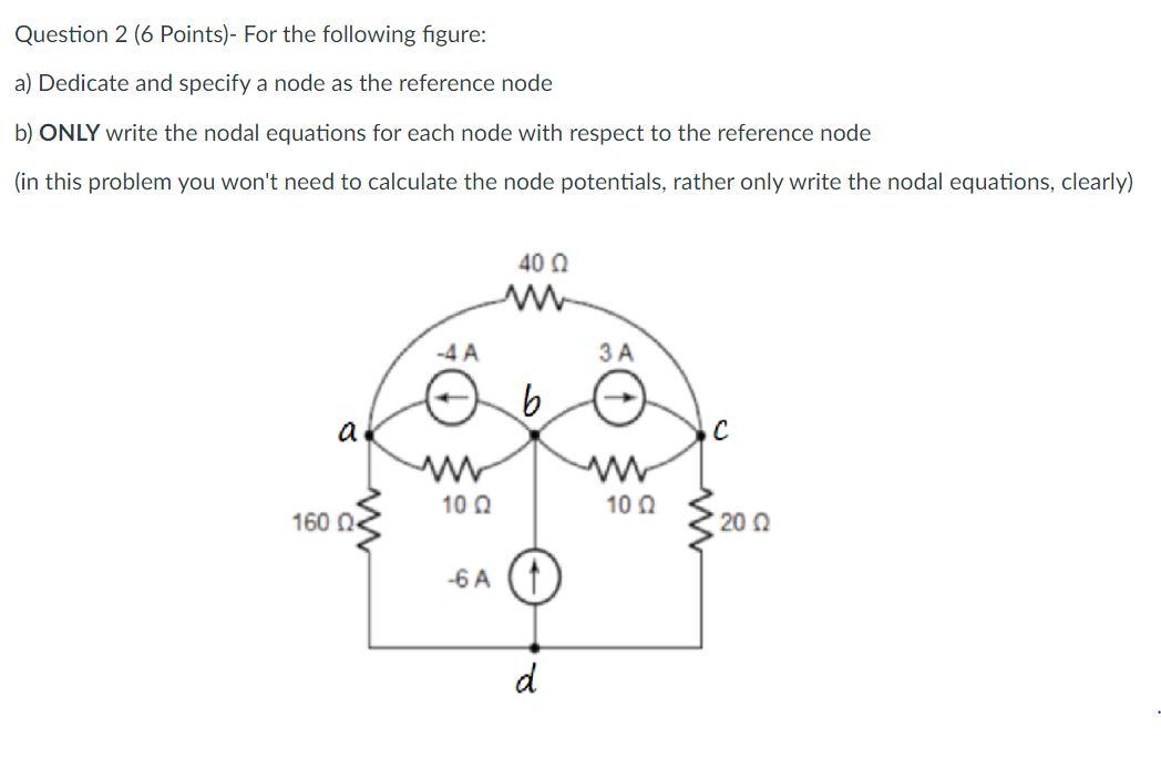 Solved Question 2 (6 Points)- For the following figure: a) | Chegg.com