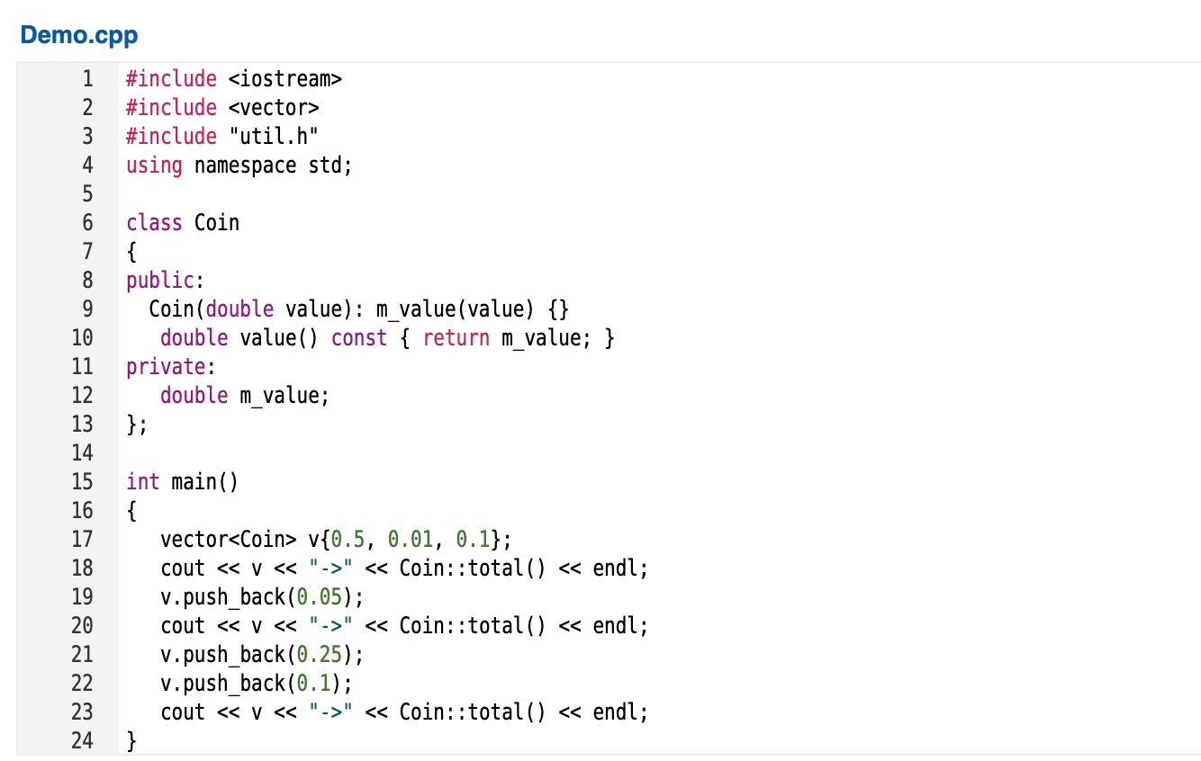 Solved Here's the Coin class definition. Add a class | Chegg.com