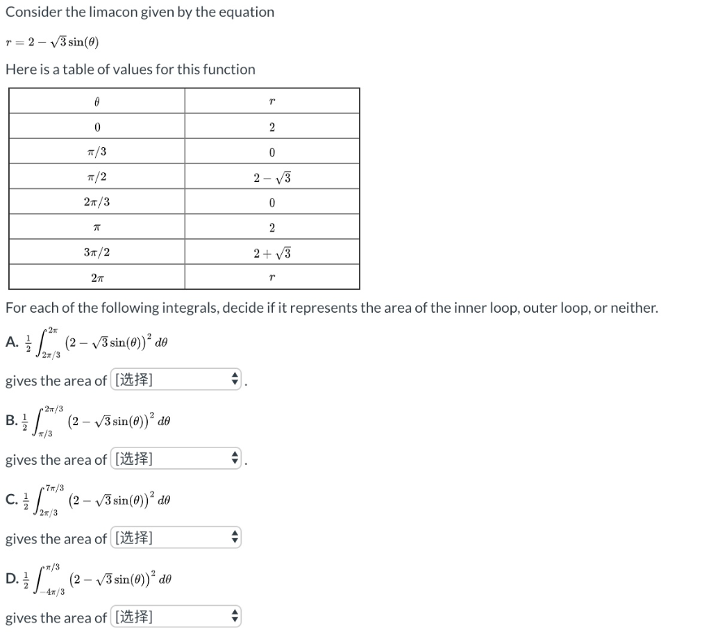Solved Consider the limacon given by the equation r=2- 3 | Chegg.com