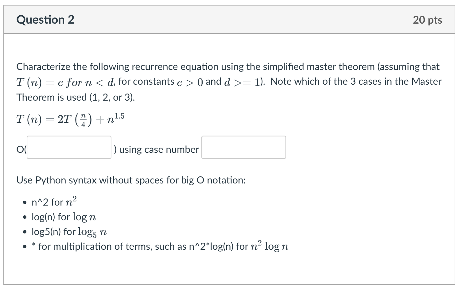 Solved Select the big-Oh characterization, in terms of n, | Chegg.com