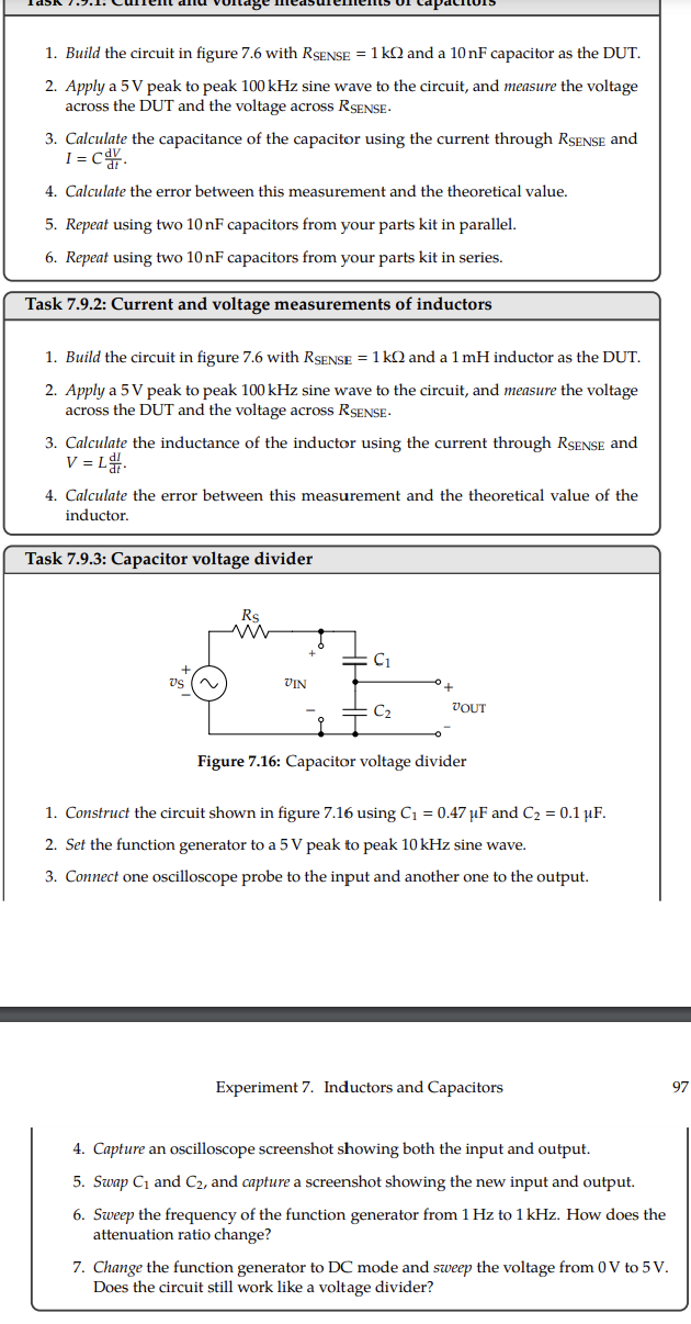 1. Build the circuit in figure 7.6 with RSENSE =1kΩ | Chegg.com