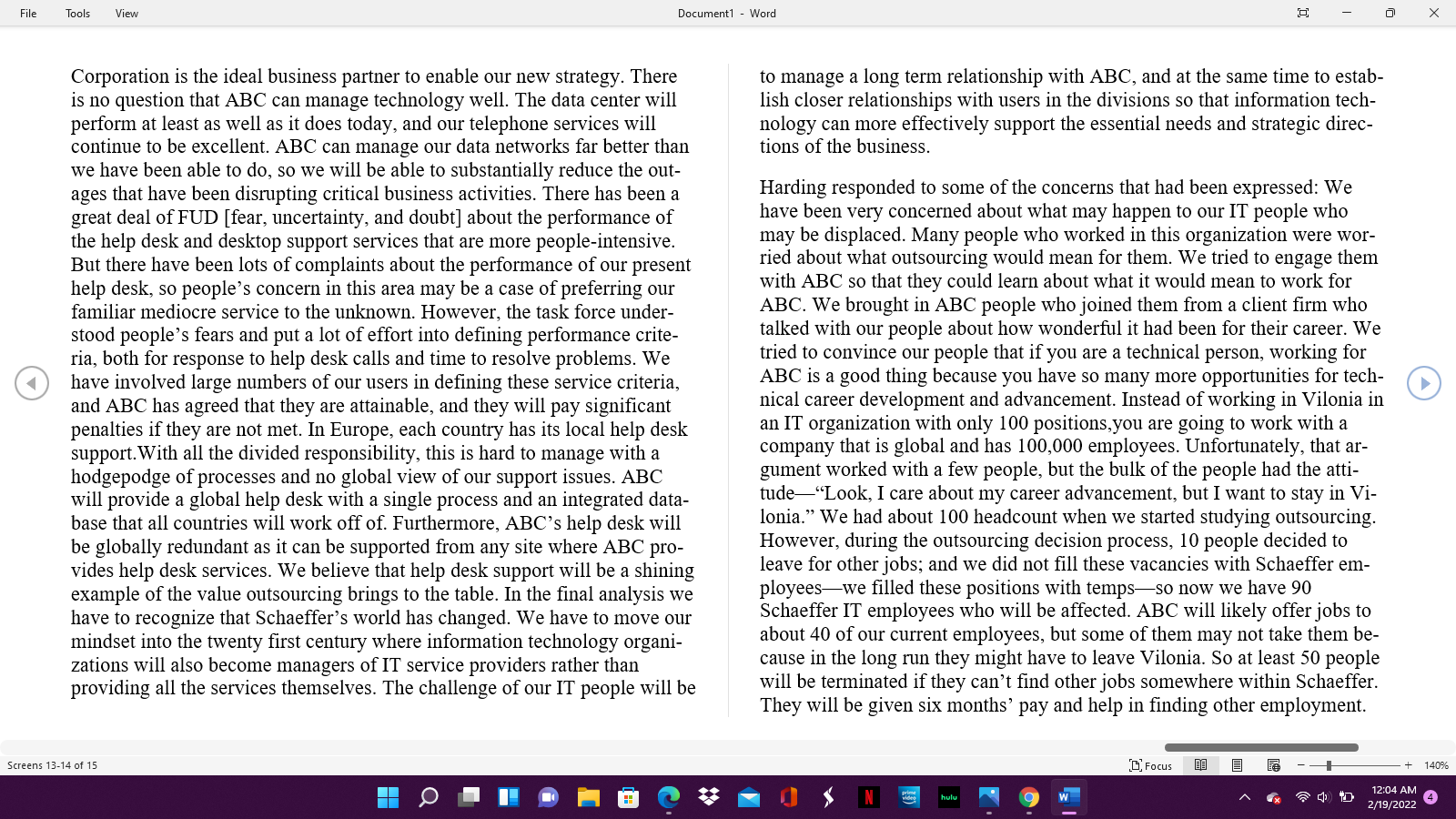 Solved File Tools View Document1 - Word O х CASE STUDY IV-3 | Chegg.com