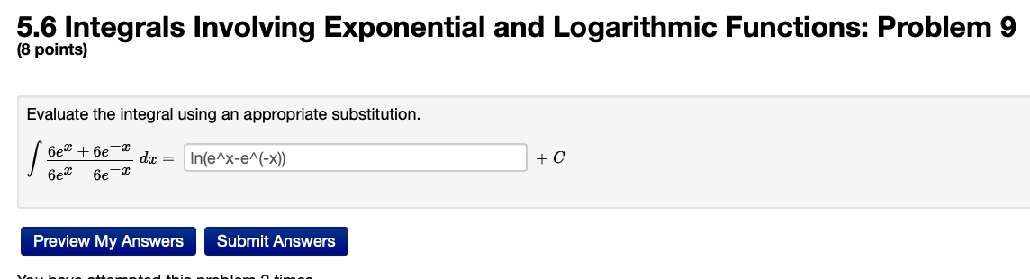 Solved 5.6 Integrals Involving Exponential and Logarithmic | Chegg.com