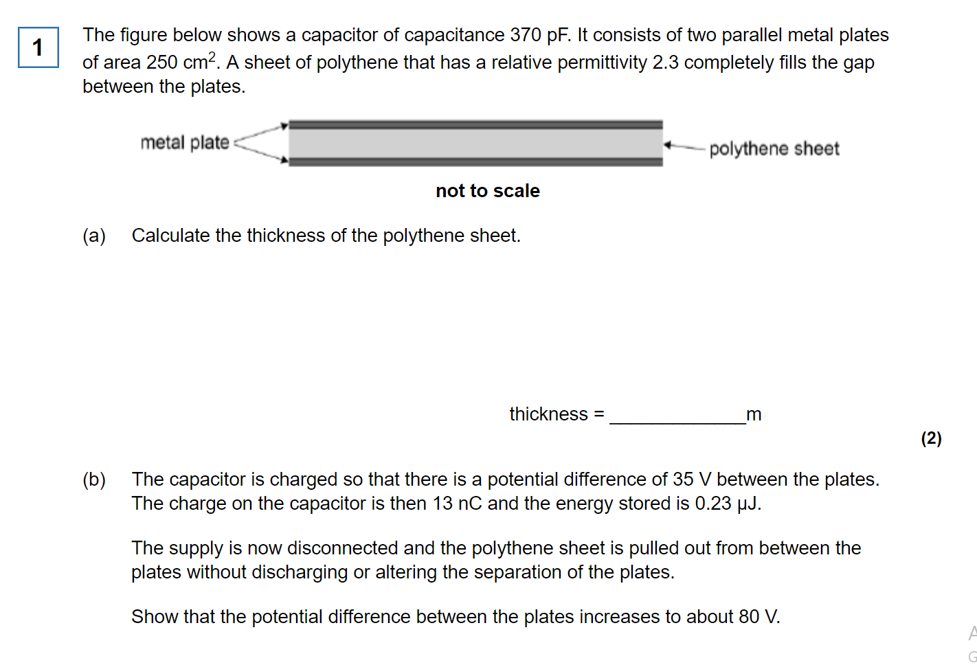 Solved 1 The figure below shows a capacitor of capacitance | Chegg.com